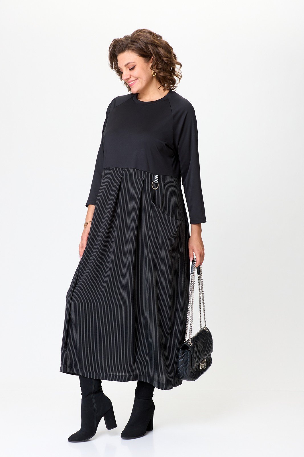 Платье 2137-1 черный + широкая полоска Michel Chic купить в интернет магазине | в наличии